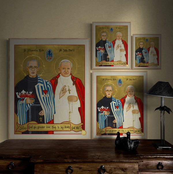 Saint Maximillian & Saint John Paul II Icon Print - Sacred Image Icons