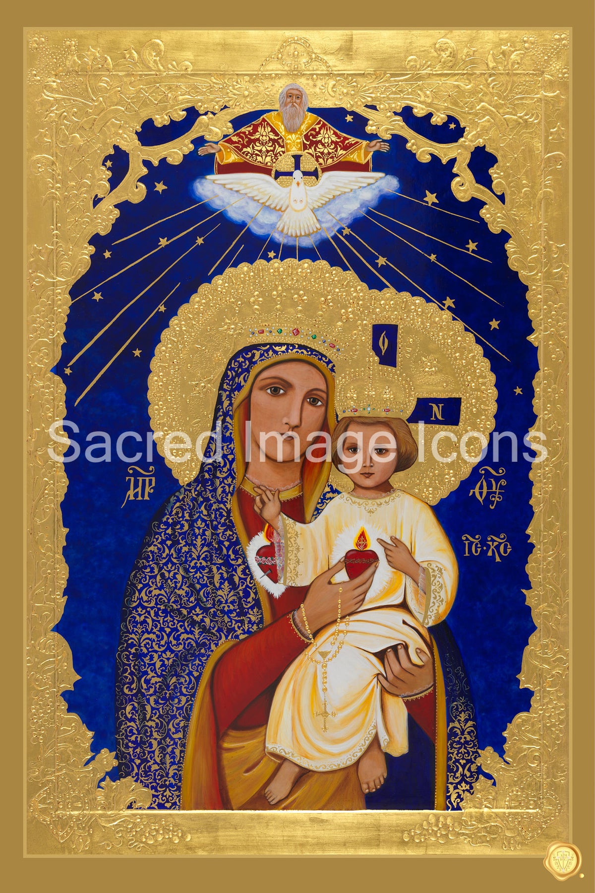 Sacred and Immaculate Hearts 3 Icon Print - Sacred Image Icons