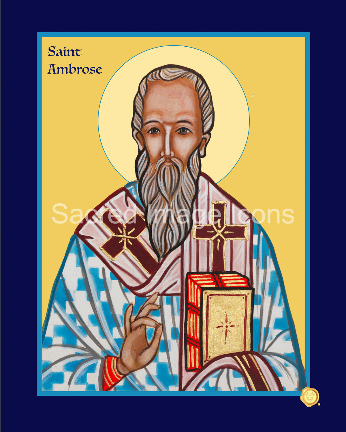 Saint Ambrose Icon Print - Sacred Image Icons
