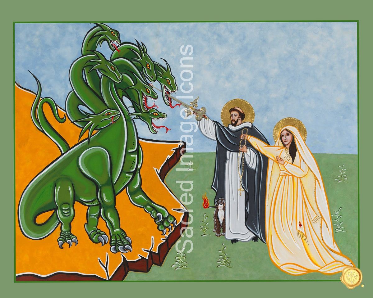 Saint Dominic The Rosary is a weapon Icon Print - Sacred Image Icons